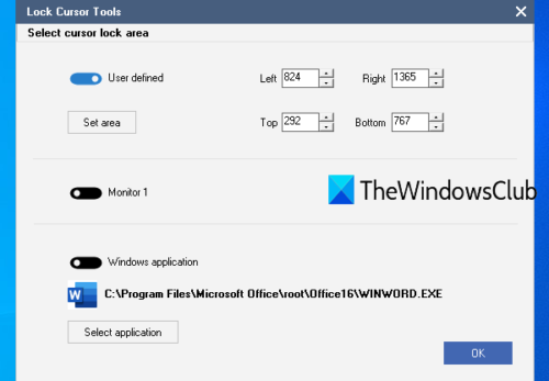 How to restrict Mouse Cursor to a specific part of Windows screen
