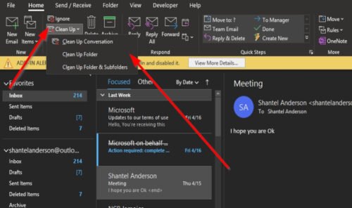 How to change Outlook Conversation Cleanup settings