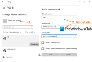 How to add new Wi-Fi Network Profile in Windows 11