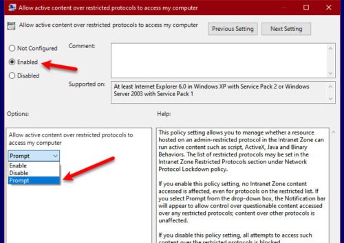 Allow Active content over restricted protocols to access my computer