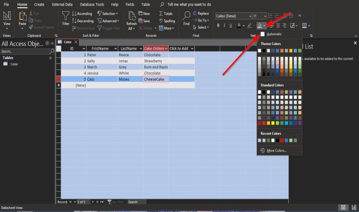 How change Gridline Style and Background Color in Access How change Gridline Style and Background Color in Access