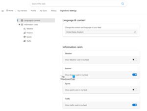 Change News and Interests Feed Language in Windows 11/10