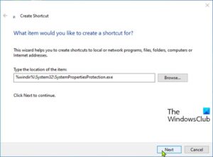How to create System Restore shortcut in Windows 11/10