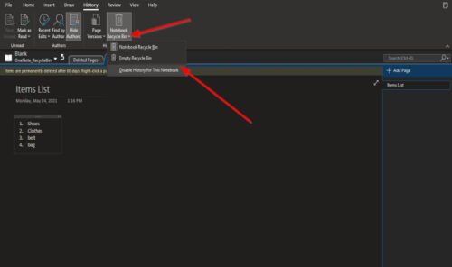 How to use the Notebook Recycle Bin in OneNote