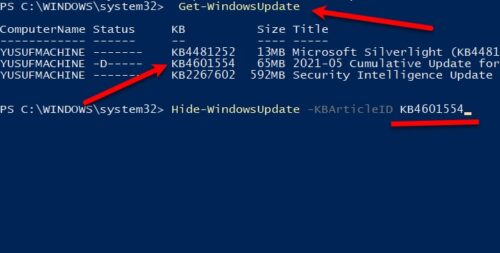 Show or Hide Windows Updates using PowerShell in Windows 11