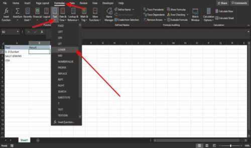 How to use the Lower and Upper function in Excel