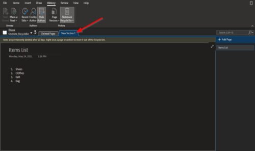 How to use the Notebook Recycle Bin in OneNote