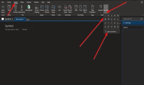 How to insert Equations and Symbols in OneNote