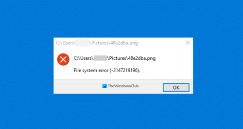 Photos app crashing with File system error in Windows 11/10