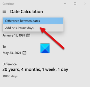 Use Windows Calculator to perform Date calculations