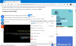 How to add or remove Sidebar Search Panel in Microsoft Edge