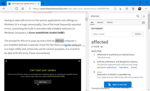 How to add or remove Sidebar Search Panel in Microsoft Edge