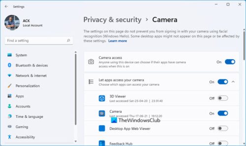 Webcam keeps turning off and on again on Windows 11