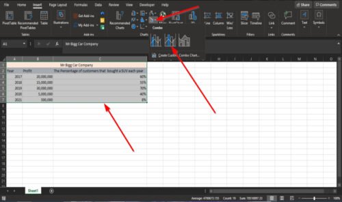 How to create a Combination Chart in Excel