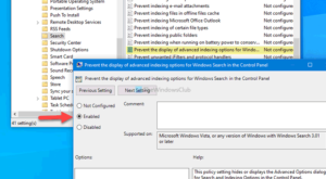 How to disable Advanced Search Indexing Options in Windows 11