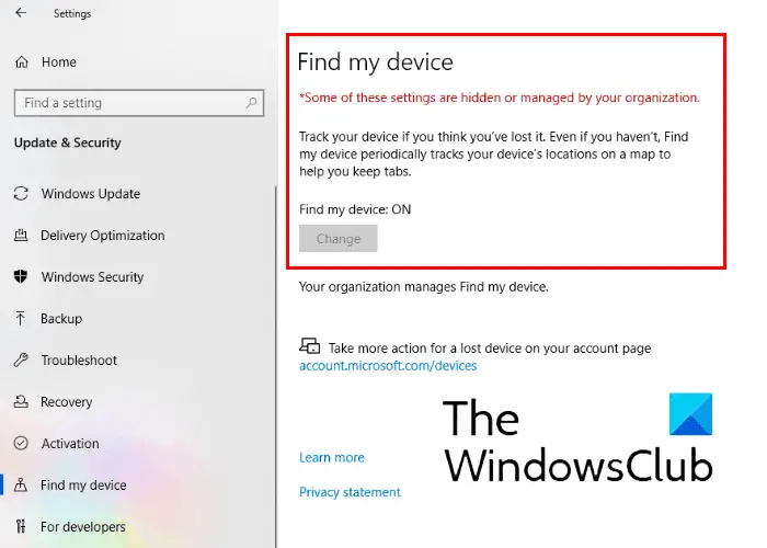 How to disable Find my Device option in Windows 11/10 Settings How to disable Find my Device option in Windows 11/10 Settings