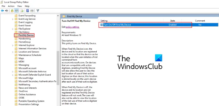 How to disable Find my Device option in Windows 11/10 Settings How to disable Find my Device option in Windows 11/10 Settings