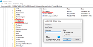 How to disable Lock the Taskbar option in Windows Settings