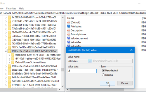 Show or hide Minimum and Maximum Processor State in Power Options