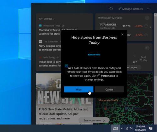 Enable or Disable Open News and Interests on Hover in Windows