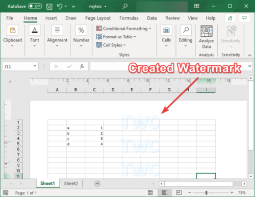 How to Add a Watermark in Excel