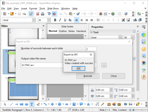 Convert OpenDocument Presentation to Video in OpenOffice