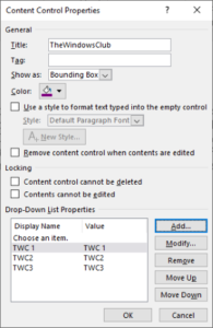 How to create a Drop-down List in Word