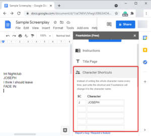 How to write a Screenplay in Google Docs