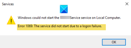 Error 1069: The service did not start due to a logon failure in Windows