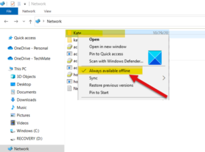 Make Network files Always Available Offline on Windows 11