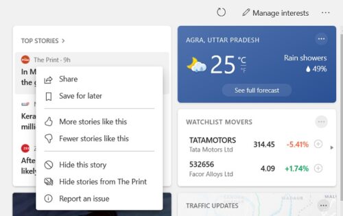 Customize News and Interests taskbar widget in Windows 11/10