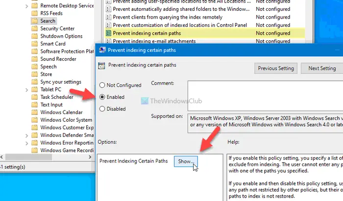 Prevent users from indexing Specific Paths in Search Index in Windows Prevent users from indexing Specific Paths in Search Index in Windows