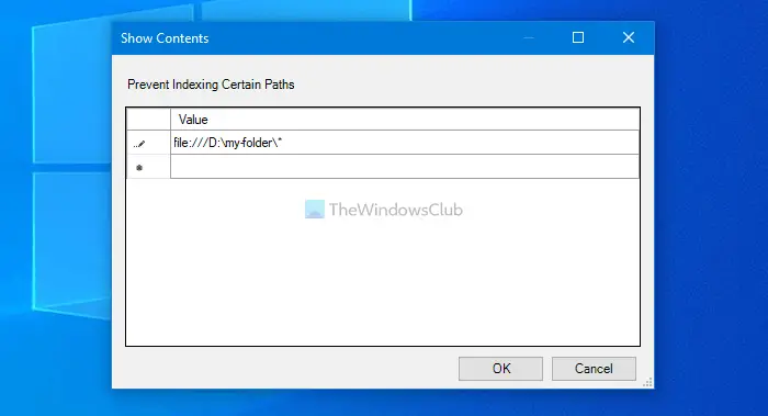 Prevent users from indexing Specific Paths in Search Index in Windows Prevent users from indexing Specific Paths in Search Index in Windows