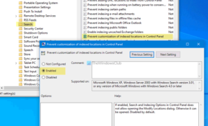 Prevent users from modifying Search Index Locations in Windows 11