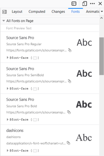 Identify fonts in Chrome, Edge and Firefox using Developer Tools