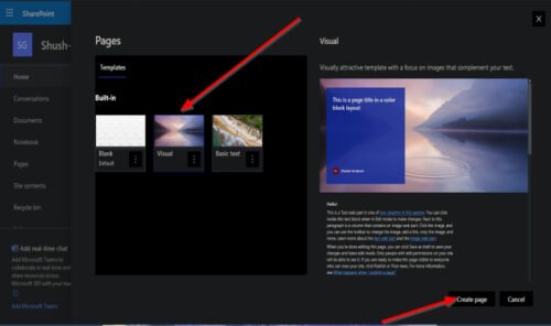 How to create a Page in SharePoint