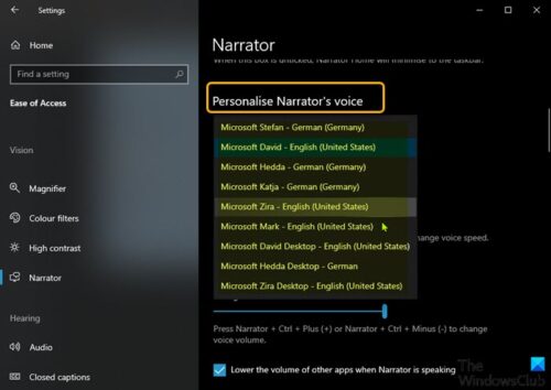 How to configure Narrator settings on Windows 11/10 computer