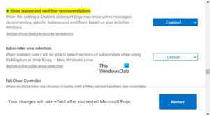 Disable Use Recommended Browser Settings prompt in Edge