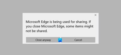 How to disable Microsoft Edge is being used for sharing message