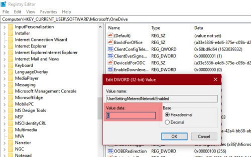 Resume or Pause OneDrive sync when device is on metered network