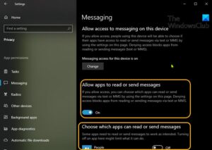 Prevent Apps from accessing Texts or Messages in Windows 11