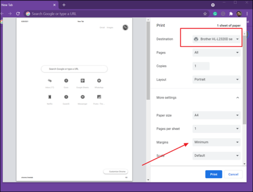 How to change the Default Print Settings in Google Chrome