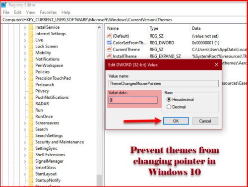 Prevent Themes from changing Mouse Pointer in Windows 11