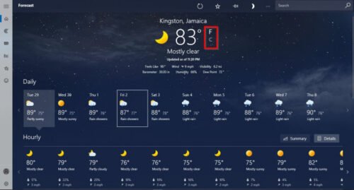 Change Weather app Temperature from Celsius to Fahrenheit in Windows 11