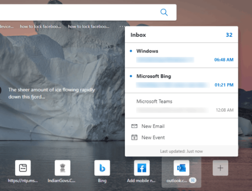 How to add Outlook Smart Tile to New Tab Page in Edge