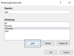 How to Add or Delete words from Word Dictionary