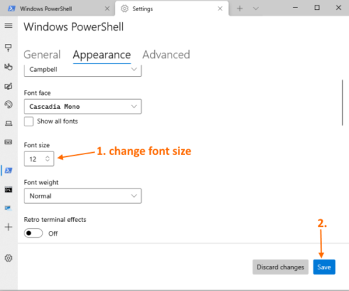 How to change Font Size and Font Weight in Windows Terminal