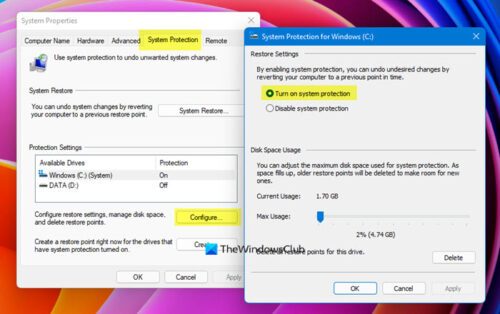 Create System Restore Point, Restore computer Windows 11/10