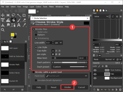 How to outline Text or add a Border to Text in GIMP