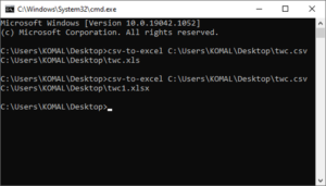 Convert CSV to Excel (XLS or XLSX) using Command line in Windows